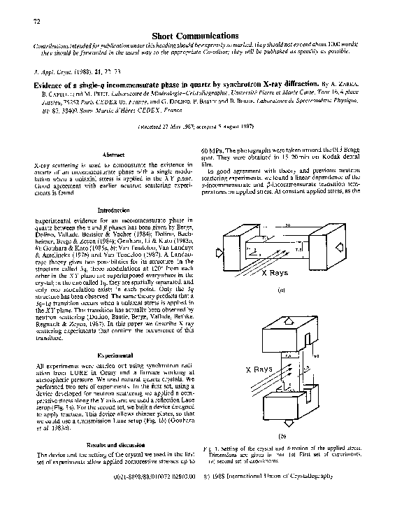 (PDF) Evidence of a single-q incommensurate phase in quartz by ...