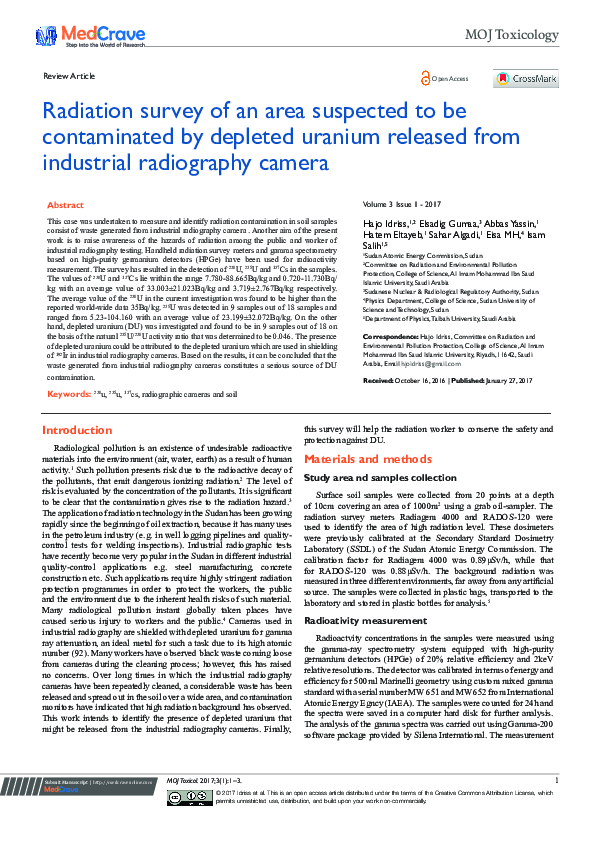 (PDF) Radiation survey of an area suspected to be contaminated by ...