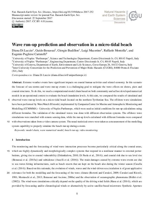(PDF) Wave run-up prediction and observation in a micro-tidal beach