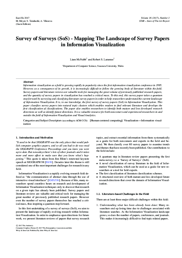 (PDF) Survey of Surveys (SoS) - Mapping The Landscape of Survey Papers ...