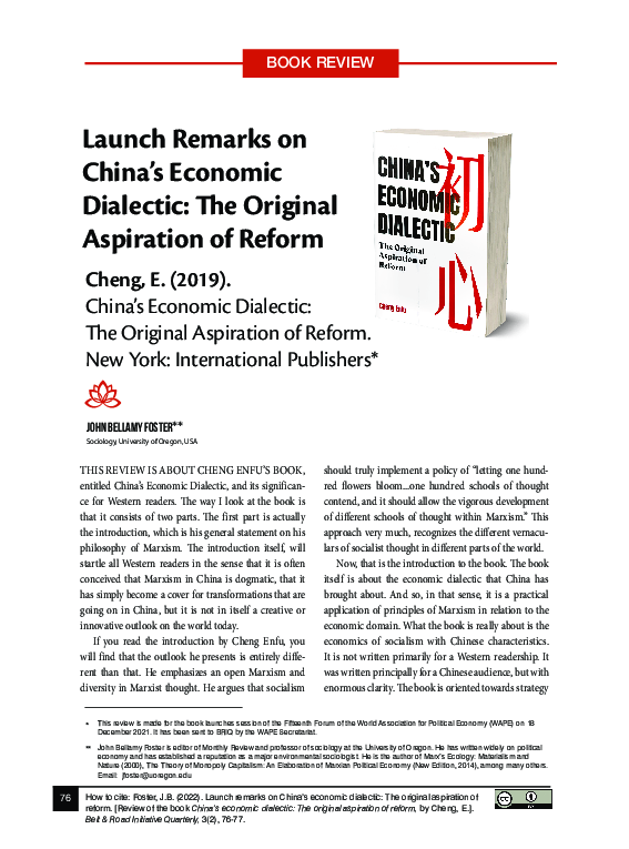 (PDF) Launch Remarks on China’s Economic Dialectic: The Original ...