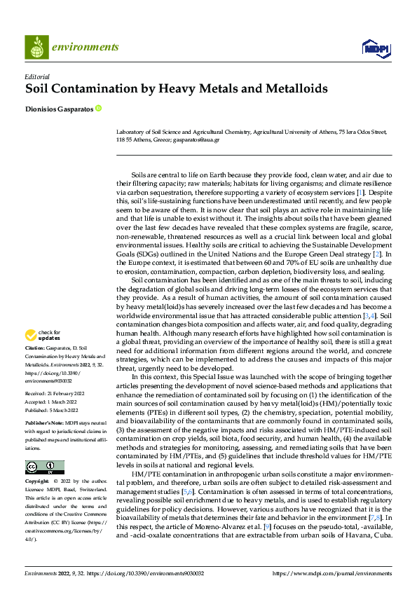 (PDF) Soil Contamination by Heavy Metals and Metalloids