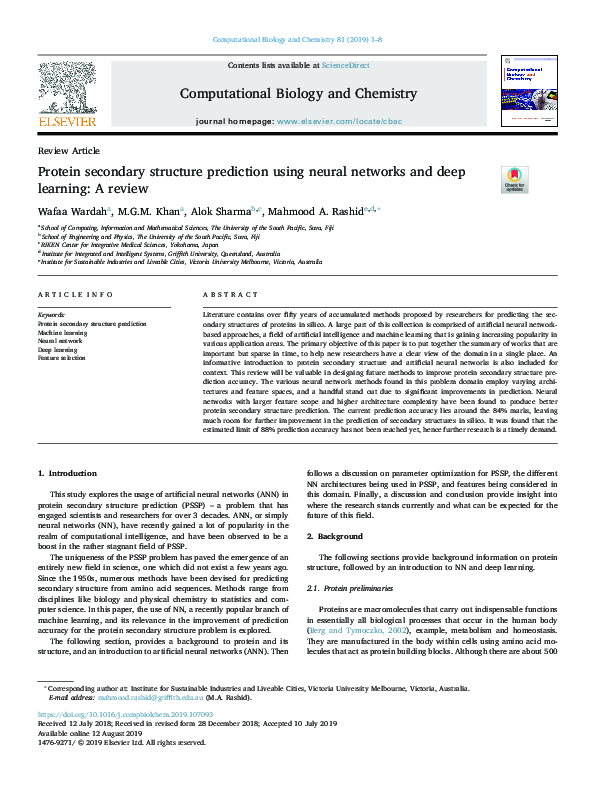 Pdf Protein Secondary Structure Prediction Using Neural Networks And