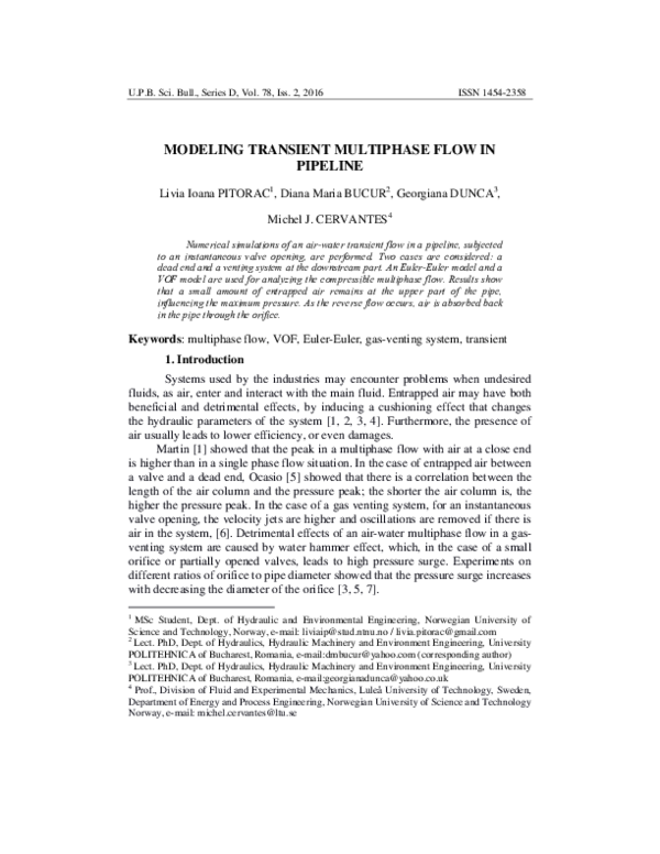 Modeling Transient Multiphase Flow In Pipeline