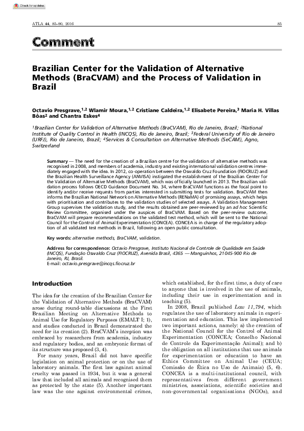 (PDF) Brazilian Center for the Validation of Alternative Methods ...