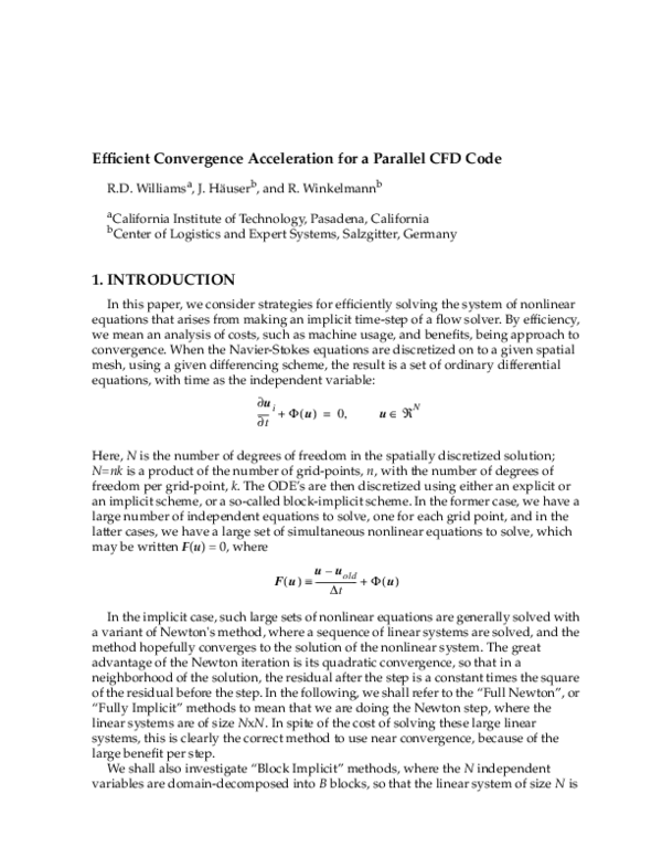 (PDF) Efficient convergence acceleration for a parallel CFD code