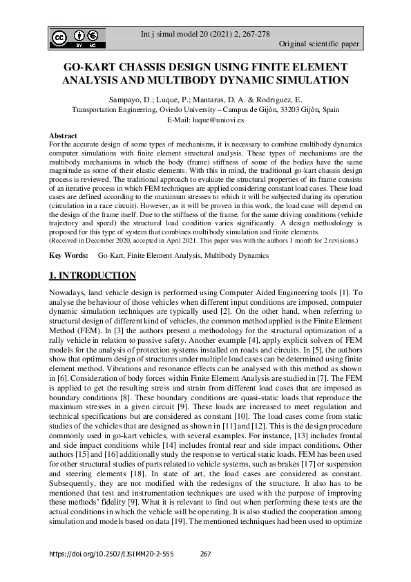 Pdf Go Kart Chassis Design Using Finite Element Analysis And