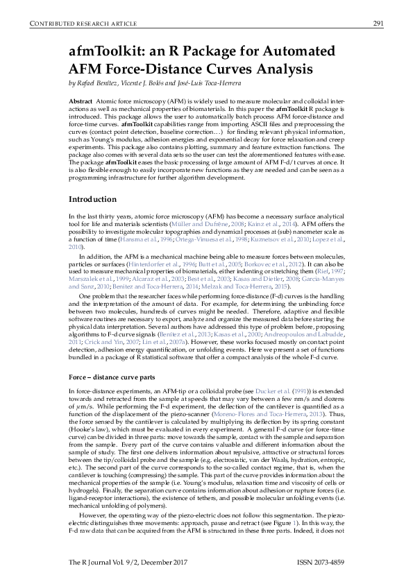 (PDF) afmToolkit: an R Package for Automated AFM Force-Distance Curves ...