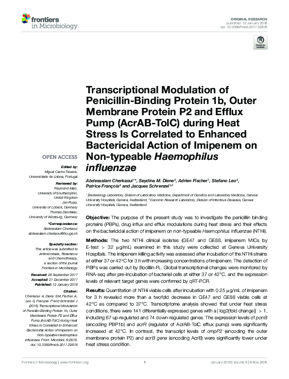 (PDF) Transcriptional Modulation of Penicillin-Binding Protein 1b ...