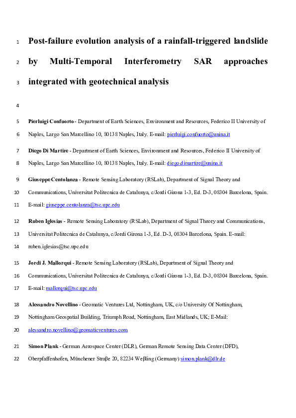 (PDF) Post-failure evolution analysis of a rainfall-triggered landslide by multi-temporal ...