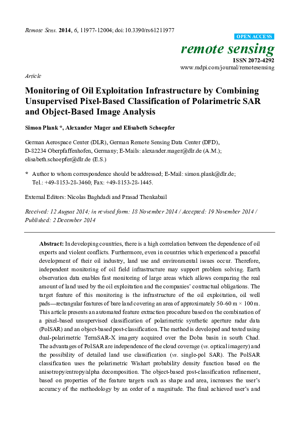 (PDF) Monitoring of Oil Exploitation Infrastructure by Combining ...