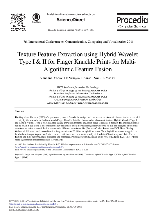 (PDF) Texture Feature Extraction Using Hybrid Wavelet Type I & II for ...