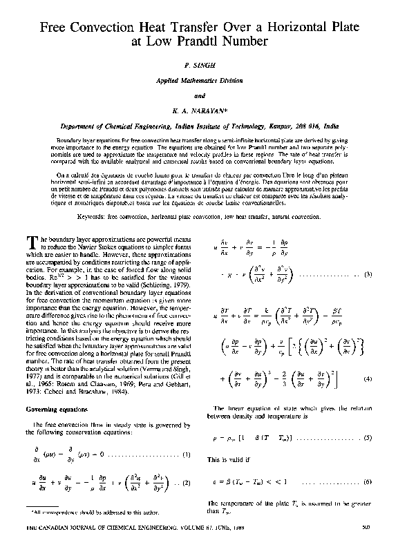 (PDF) Free convection heat transfer over a horizontal plate at low ...