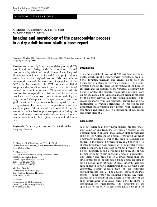 (PDF) Imaging and morphology of the paracondylar process in a dry adult ...