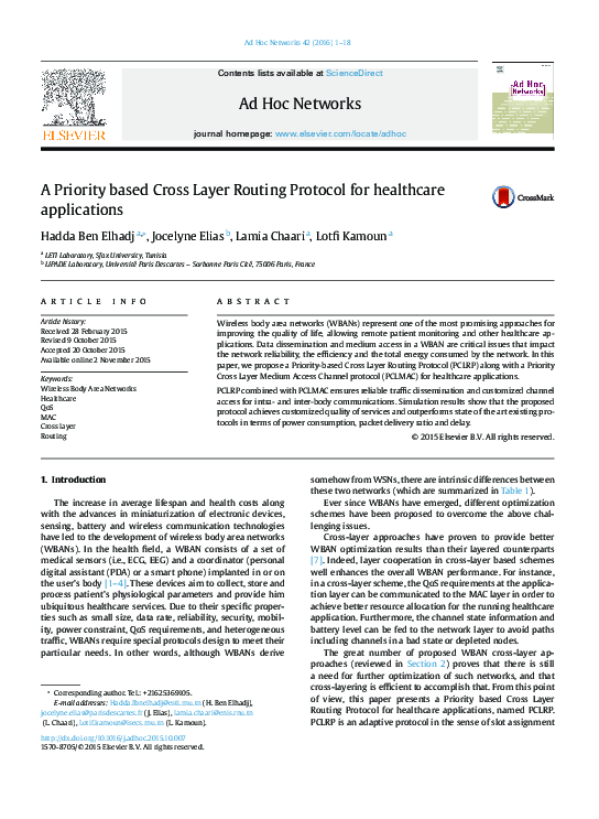 Pdf A Priority Based Cross Layer Routing Protocol For Healthcare Applications