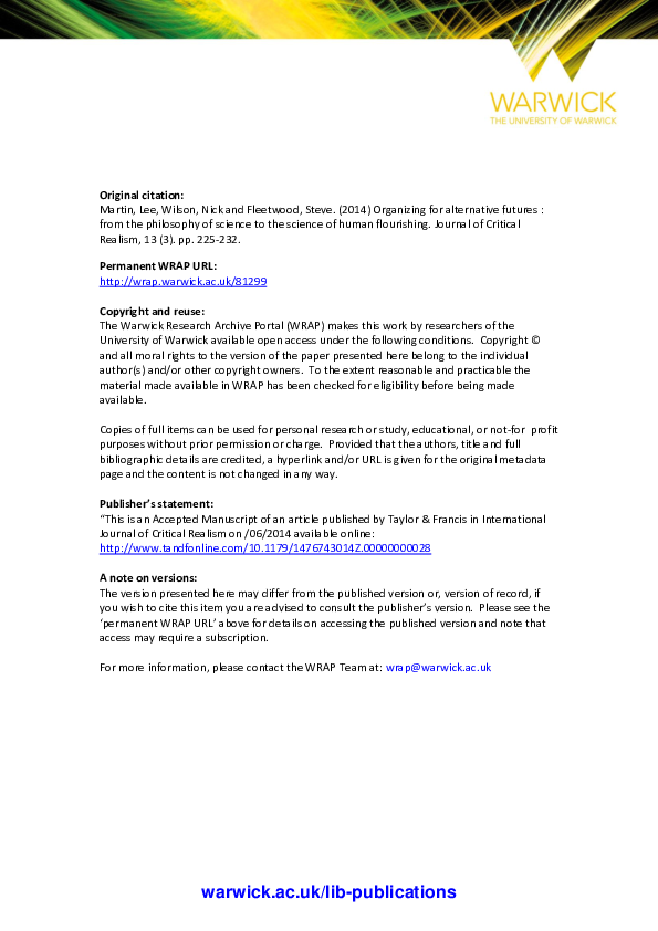 (PDF) Organizing for Alternative Futures | Steve Fleetwood - Academia.edu