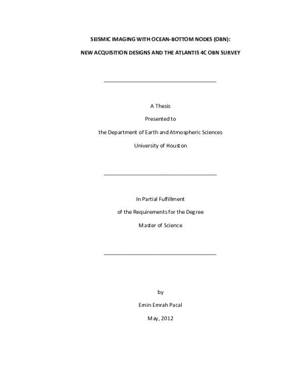 (PDF) Seismic Imaging with Ocean-Bottom Nodes (Obn): New Acquisition ...