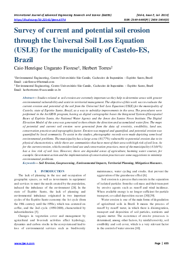(PDF) Universal Soil Loss Equation (USLE)