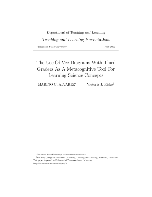 (PDF) The Use Of Vee Diagrams With Third Graders As A Metacognitive ...
