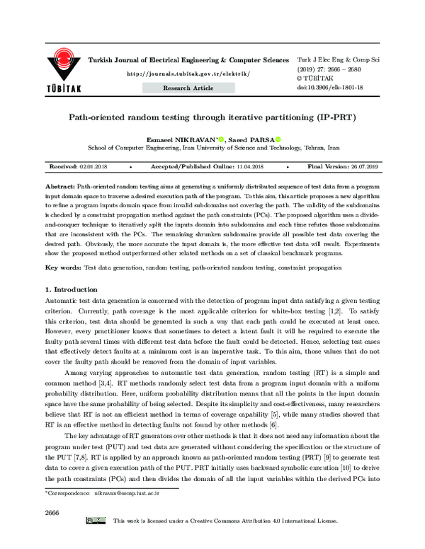Pdf Path Oriented Random Testing Through Iterative Partitioning Ip Prt