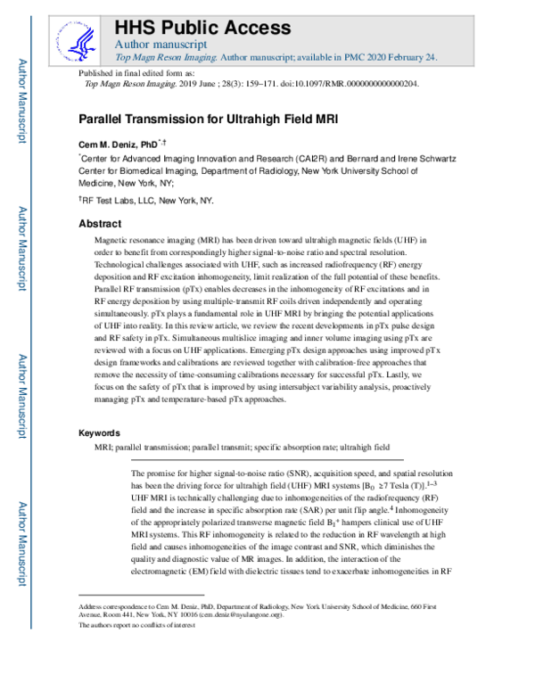 (PDF) Parallel transmit technology for high field MRI | Lawrence Wald - Academia.edu