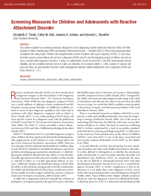 (PDF) Screening Measures for Children and Adolescents with Reactive ...