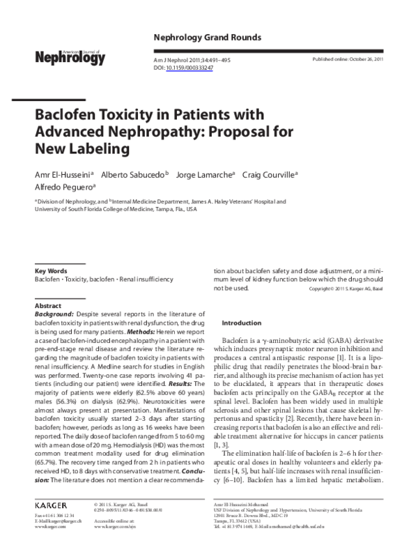 (PDF) Baclofen Toxicity in Patients with Advanced Nephropathy: Proposal ...
