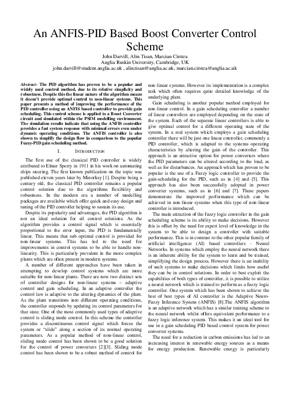 (PDF) An ANFIS-PI based boost converter control scheme