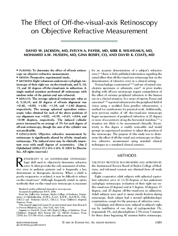 (PDF) The effect of off-the-visual-axis retinoscopy on objective ...