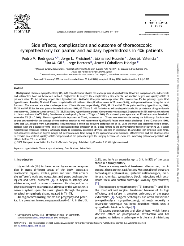 (PDF) Side effects, complications and outcome of thoracoscopic ...