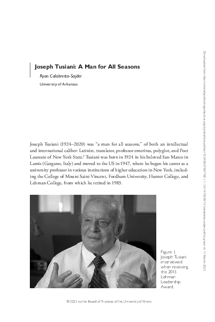 (PDF) Joseph Tusiani: A Man for All Seasons
