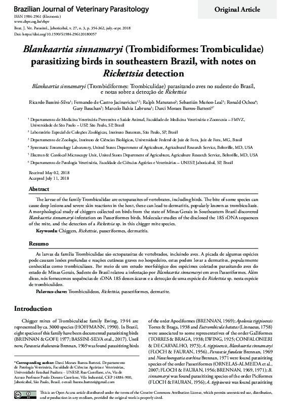 (PDF) Blankaartia sinnamaryi (Trombidiformes: Trombiculidae ...