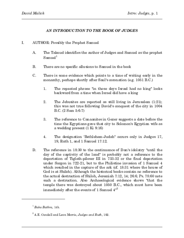 (PDF) An Introduction to the Book of Judges