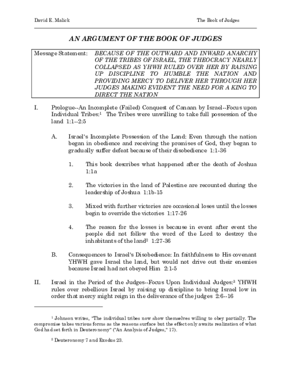 (PDF) An Analytical Outline of the Book of Judges