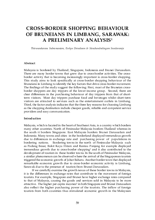 (PDF) Cross-Border shopping behaviour of Bruneians in Limbang, Sarawak: A preliminary analysis