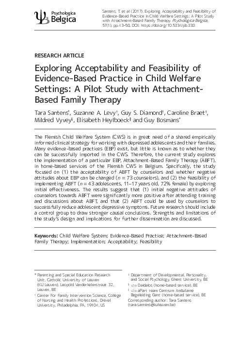 (PDF) Exploring Acceptability and Feasibility of Evidence-Based Practice in Child Welfare ...