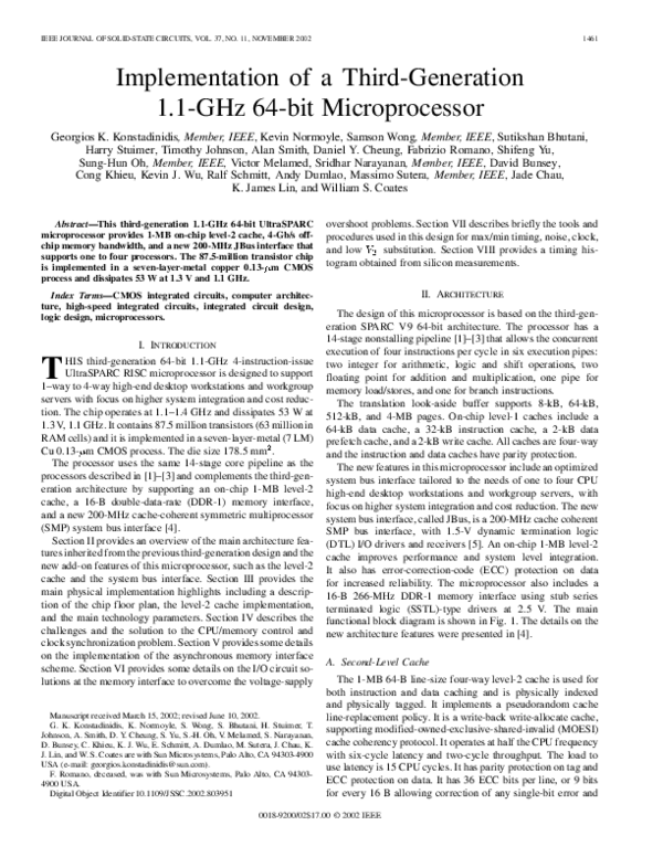 (PDF) Implementation of a Third-Generation 1.1-GHz 64-bit Microprocessor