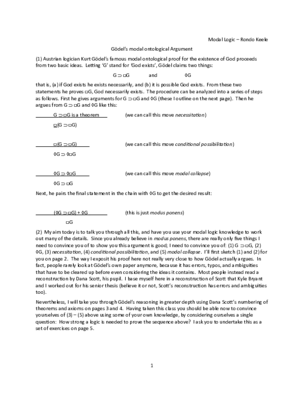 (DOC) A Sketch of Gödel’s Modal Ontological Argument for the Existence ...