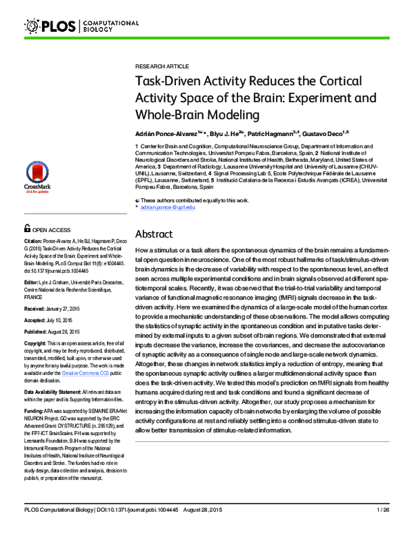(PDF) Task-Driven Activity Reduces the Cortical Activity Space of the ...