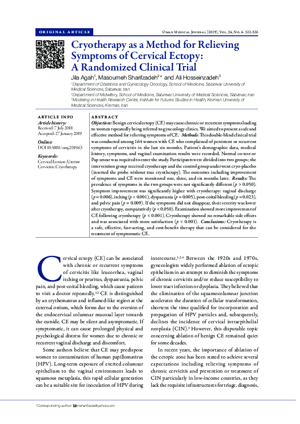 (PDF) Cryotherapy as a Method for Relieving Symptoms of Cervical Ectopy ...