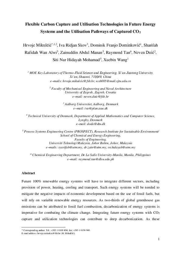 (PDF) Flexible Carbon Capture and Utilization technologies in future ...