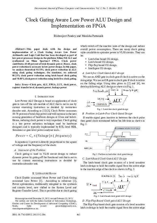 (PDF) Clock Gating Aware Low Power ALU Design and Implementation on FPGA