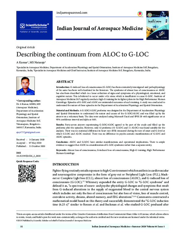 (PDF) Describing the continuum from ALOC to G-LOC