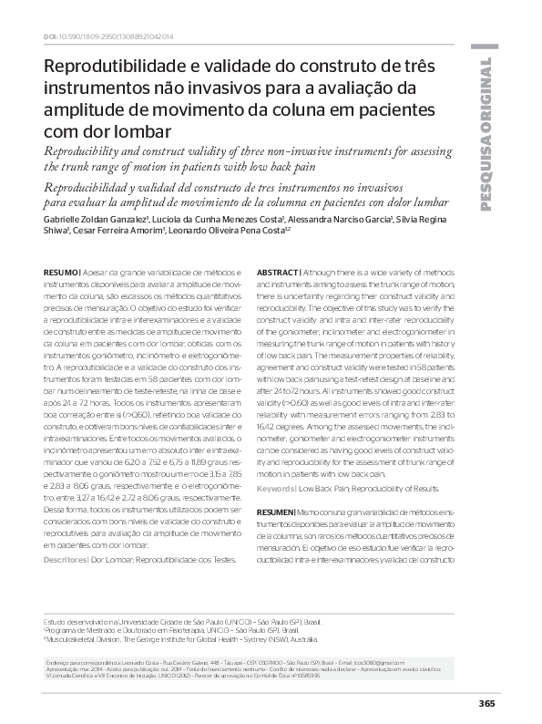 (PDF) Reprodutibilidade e validade do construto de três instrumentos ...