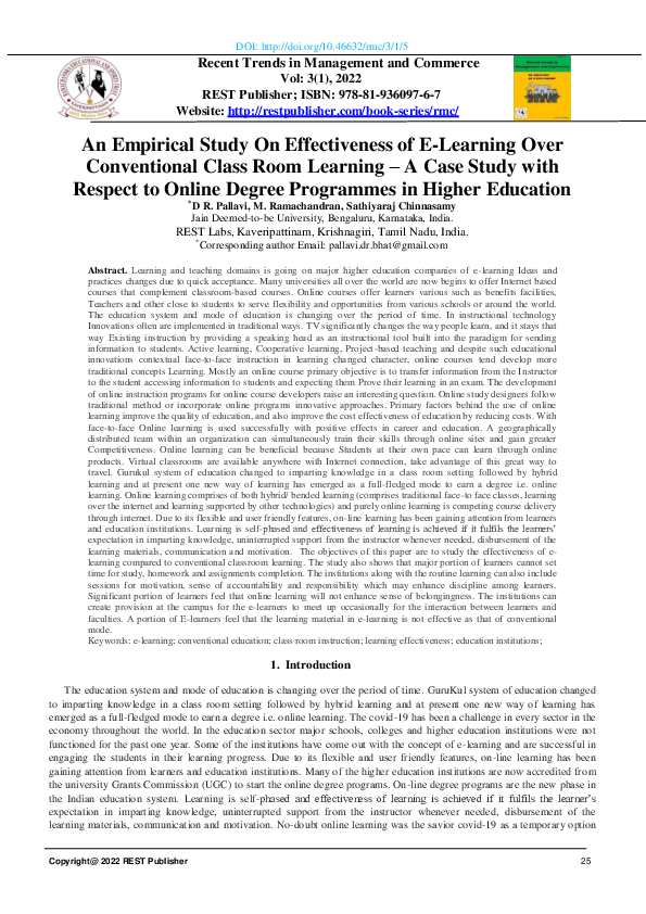 (PDF) . An Empirical Study On Effectiveness of E Learning Over ...