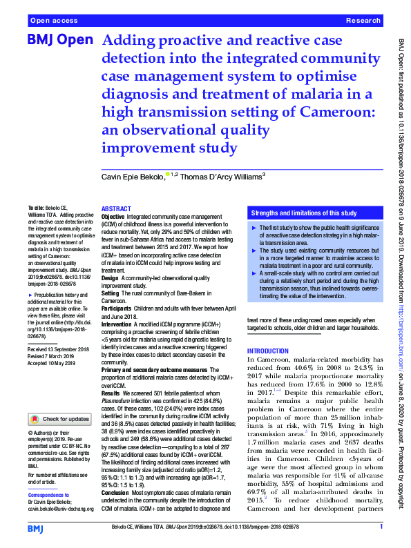 Pdf Adding Proactive And Reactive Case Detection Into The Integrated Community Case Management