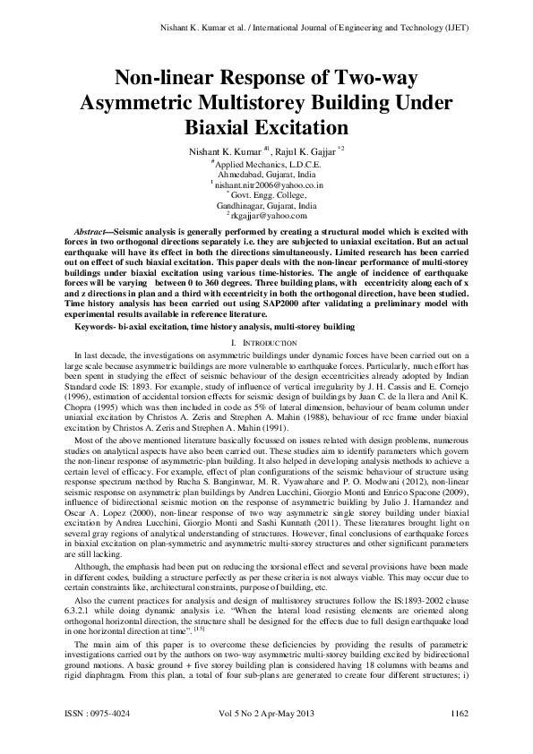 (PDF) Non-linear Response of Two-way Asymmetric Multistorey Building ...