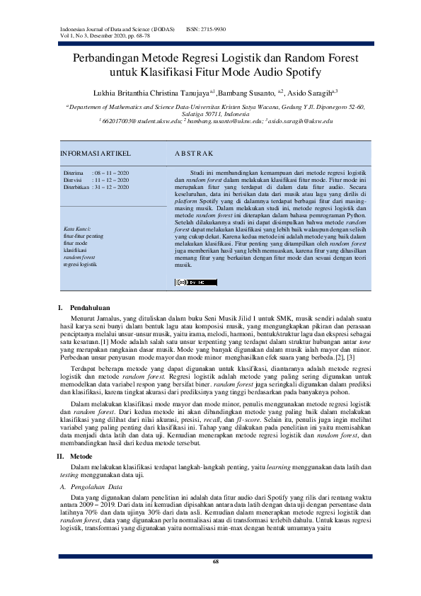 (PDF) The Comparison of Logistic Regression Methods and Random Forest ...