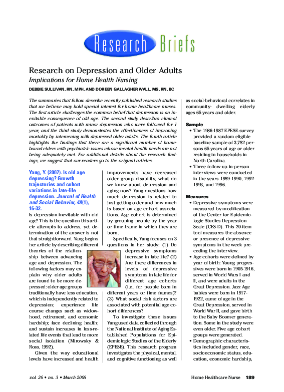 (PDF) Research on Depression and Older Adults