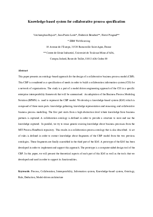 (PDF) Knowledge-based system for collaborative process specification